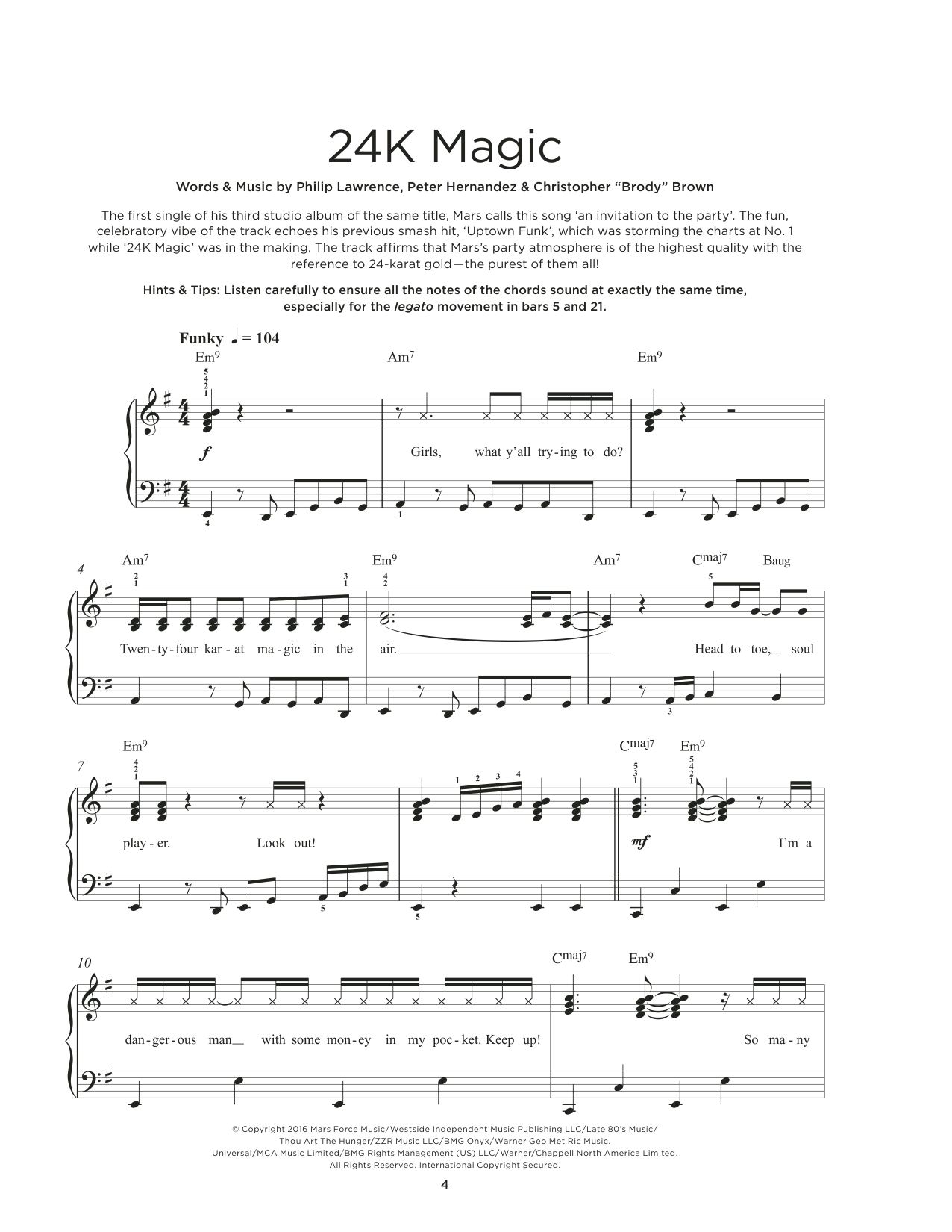 24K Magic - sheet music by Bruno Mars - smd-1575953 | notendownload