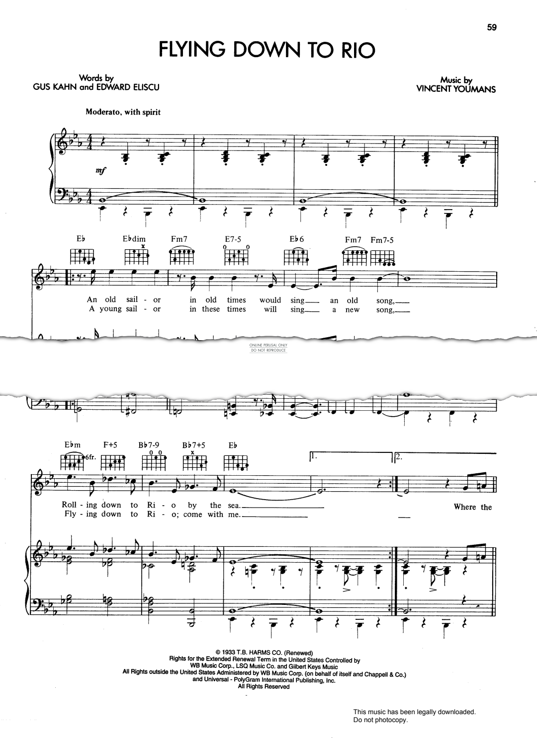 Flying Down To Rio (from 'Flying Down To Rio') - sheet music by Vincent ...