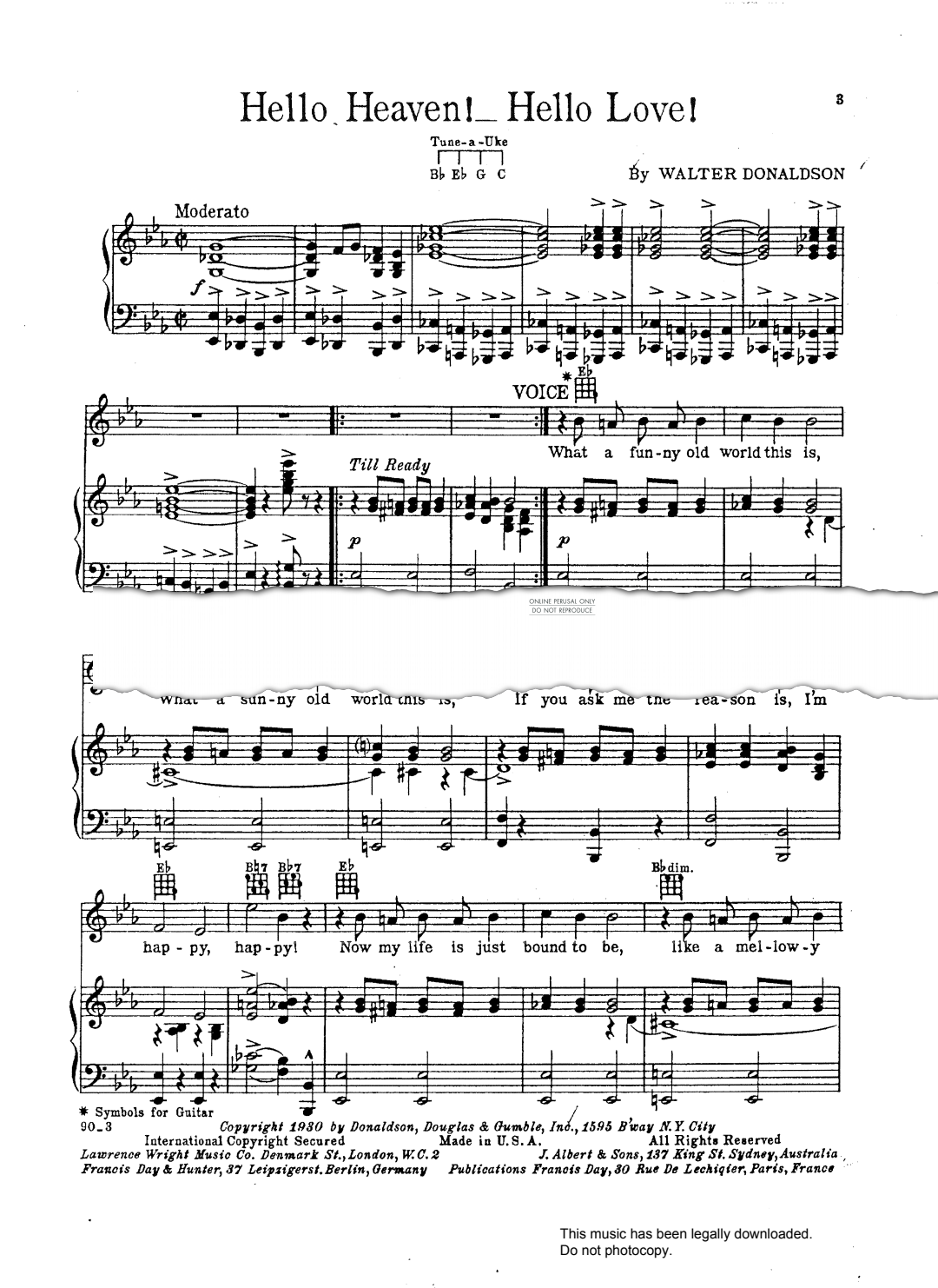 Hello Heaven ! Hello Love - sheet music by Walter Donaldson - fbd-34577 ...