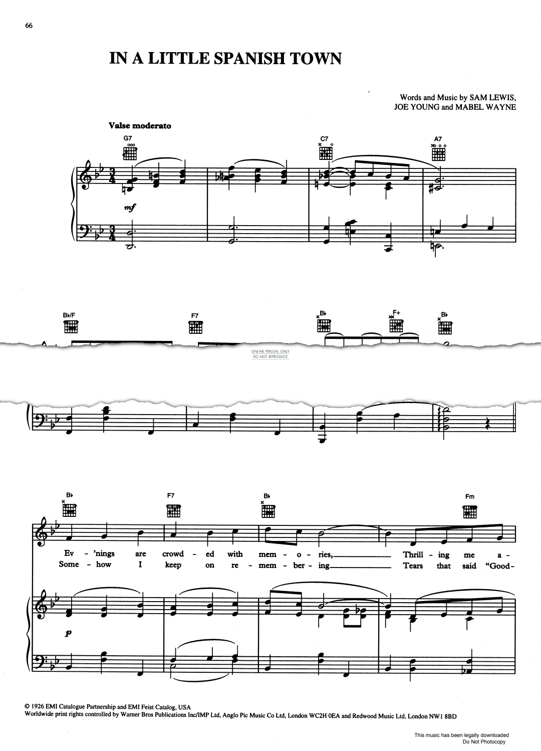 In A Little Spanish Town - sheet music by Sam Lewis - fbd-5626 | notendownload