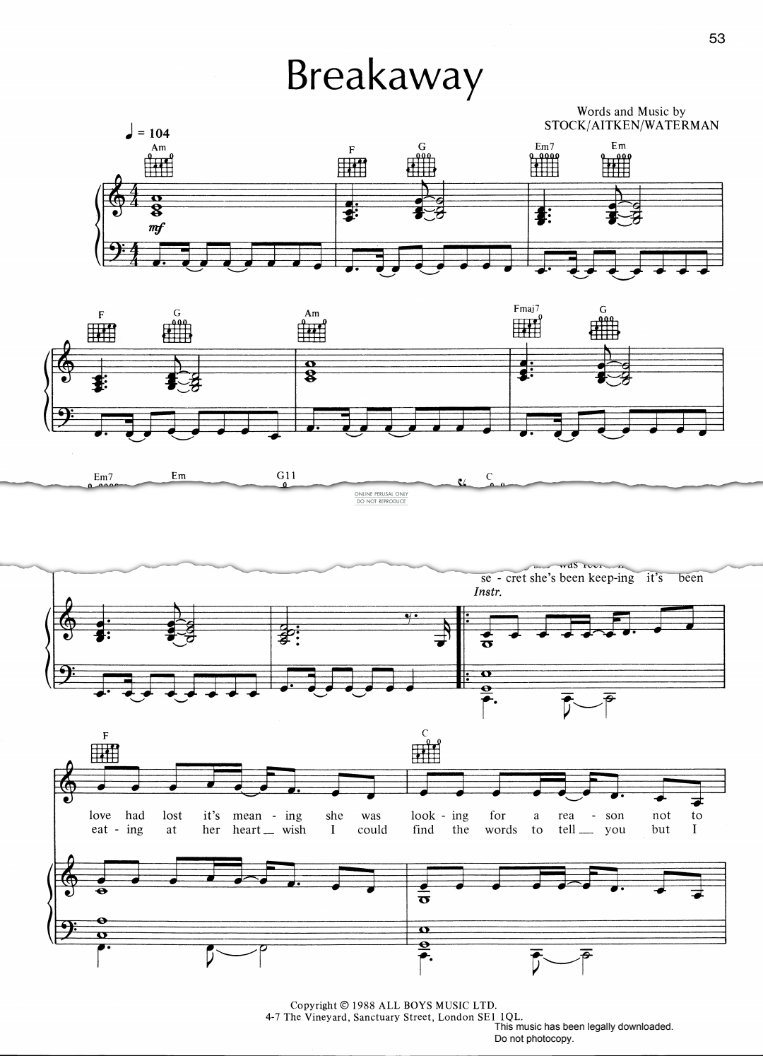 Breakaway - sheet music by Donna Summer - fbd-25578 | notendownload