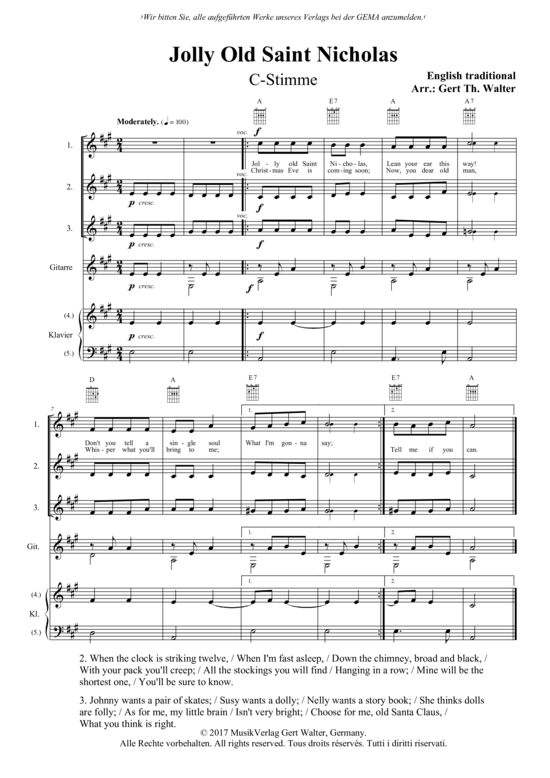 Jolly Old Saint Nicholas - sheet music by Traditional - MGW0372 ...