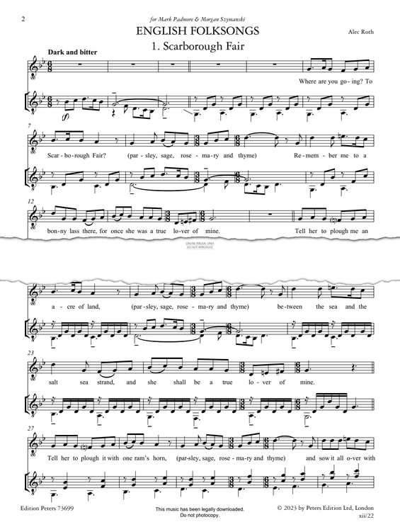 English Folk Songs - sheet music by Alec Roth - fbd-53524 | notendownload