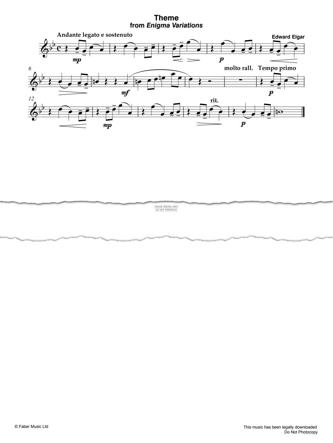 Theme from Enigma Variations - sheet music by Edward Elgar - fbd-2668 ...