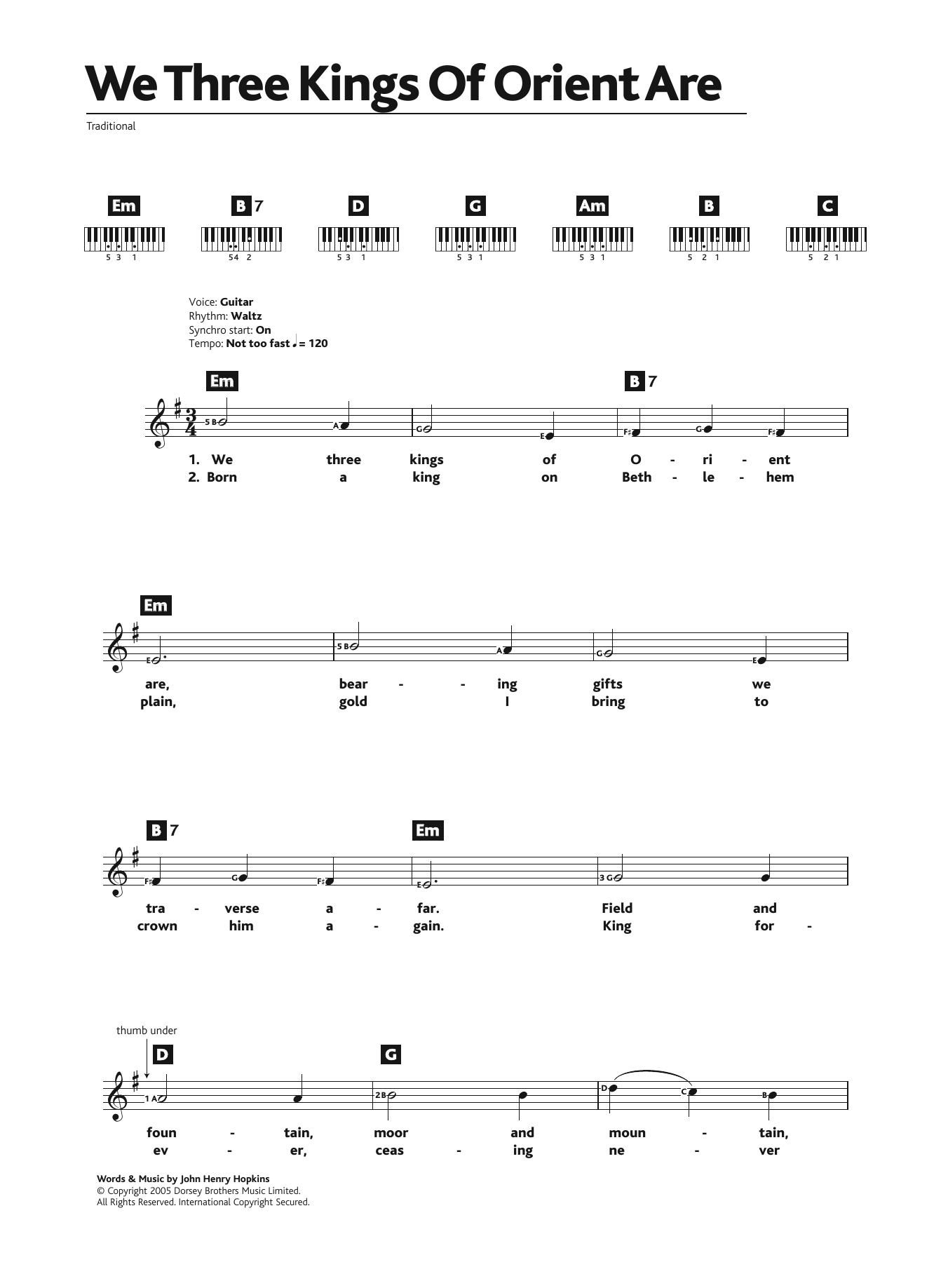 We Three Kings Of Orient Are (Traditional Carol) | Sheet Music: Piano ...