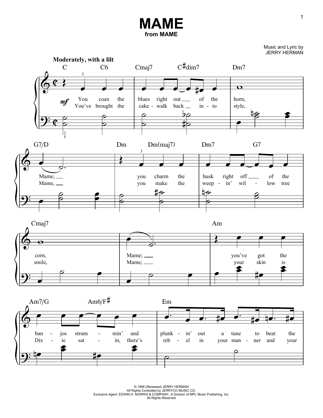 Mame (Jerry Herman) | Noten: Sehr leichtes Klavier | PDF Download