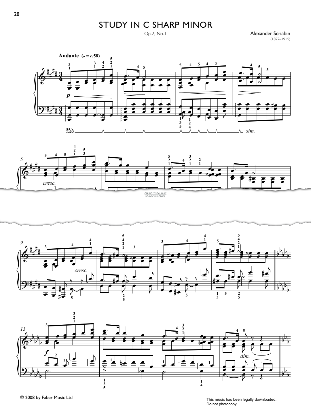 Study in C sharp minor Op. 2, No. 1 (from Real Repertoire Studies Grades 6-8) (Alexander ...