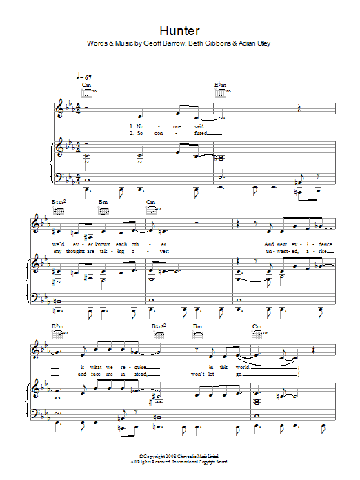 Hunter - sheet music by Portishead - smd-47054 | notendownload