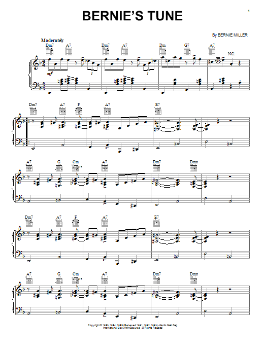 Bernie's Tune (Mike Stoller) | Sheet Music: Piano, Vocal & Guitar ...