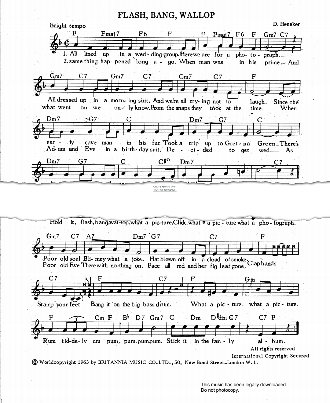 Flash, Bang, Wallop! (David Heneker) | Sheet Music: Guitar, Voice | PDF ...