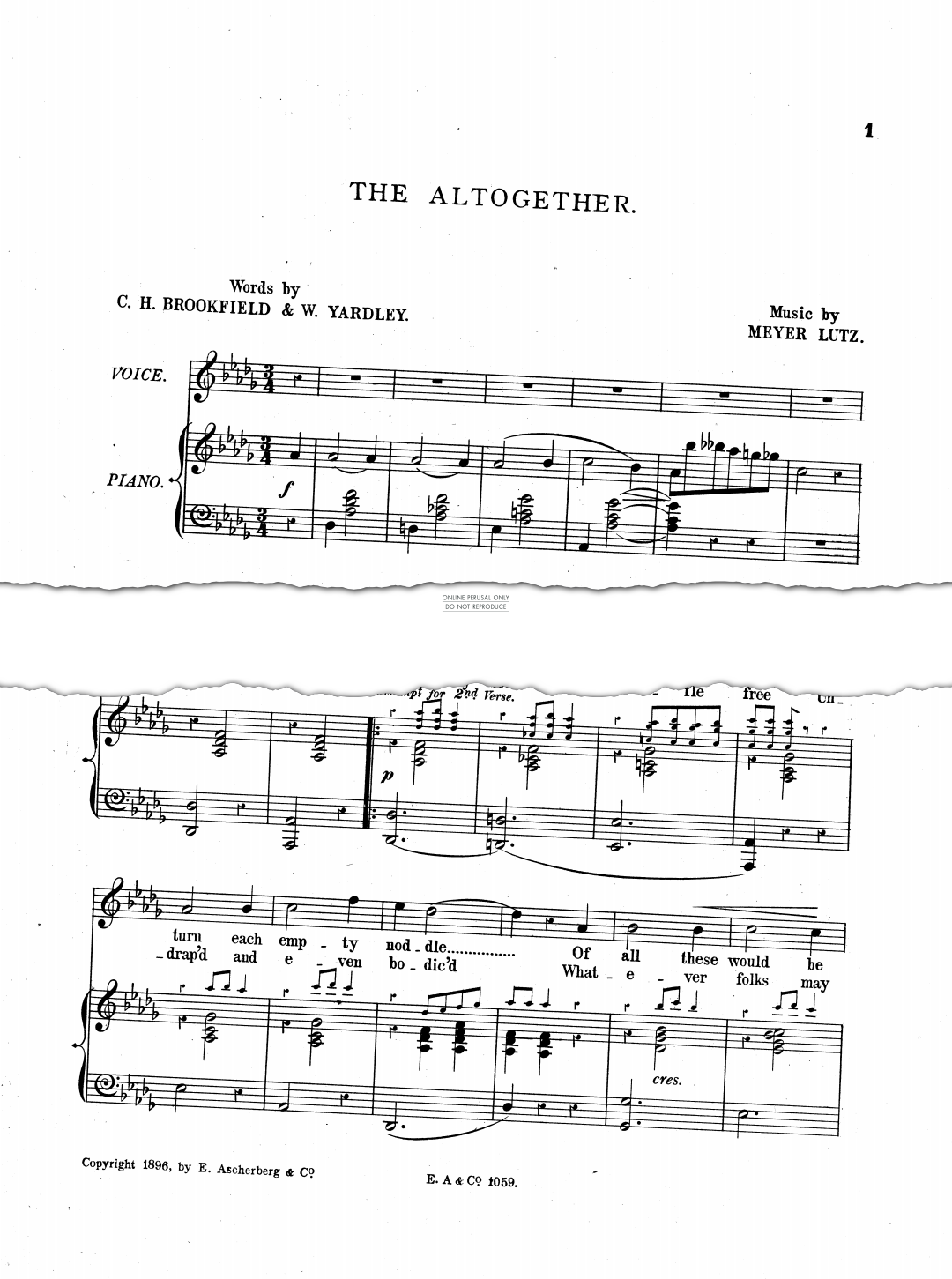 The Altogether (Meyer Lutz) | Sheet Music: Piano, Voice | PDF Download