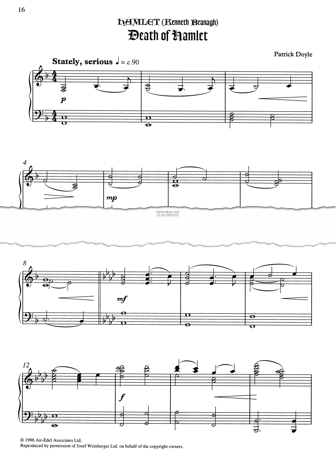Death Of Hamlet (from 'Hamlet') - sheet music by Patrick Doyle - fbd ...