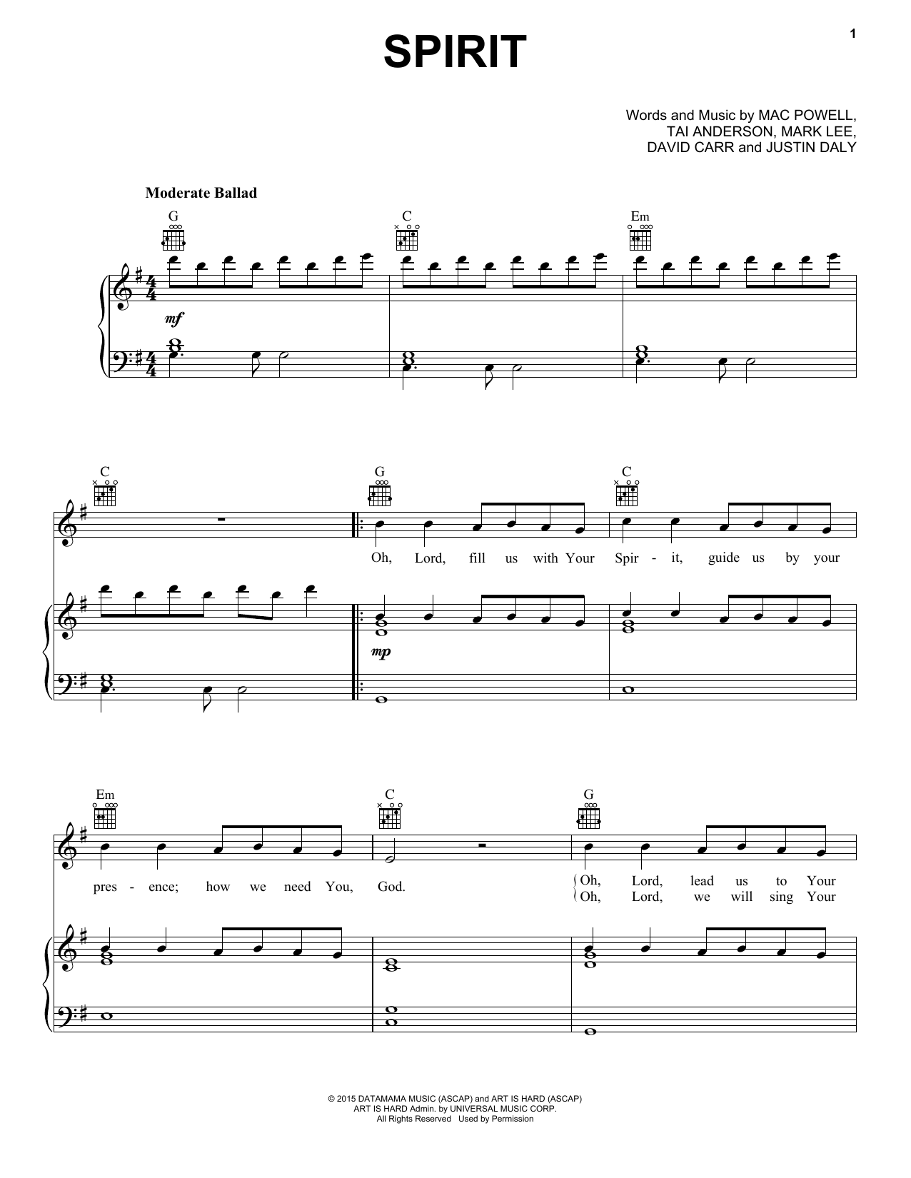 Spirit - sheet music by Third Day - smd-159921 | notendownload