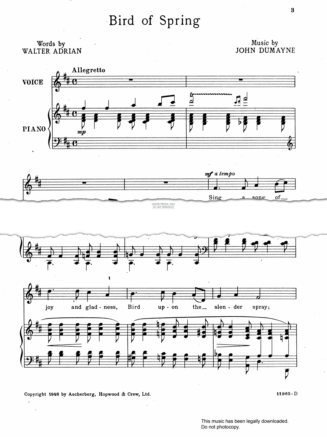 Bird Of Spring - Noten von John Dumayne - fbd-21153 | notendownload