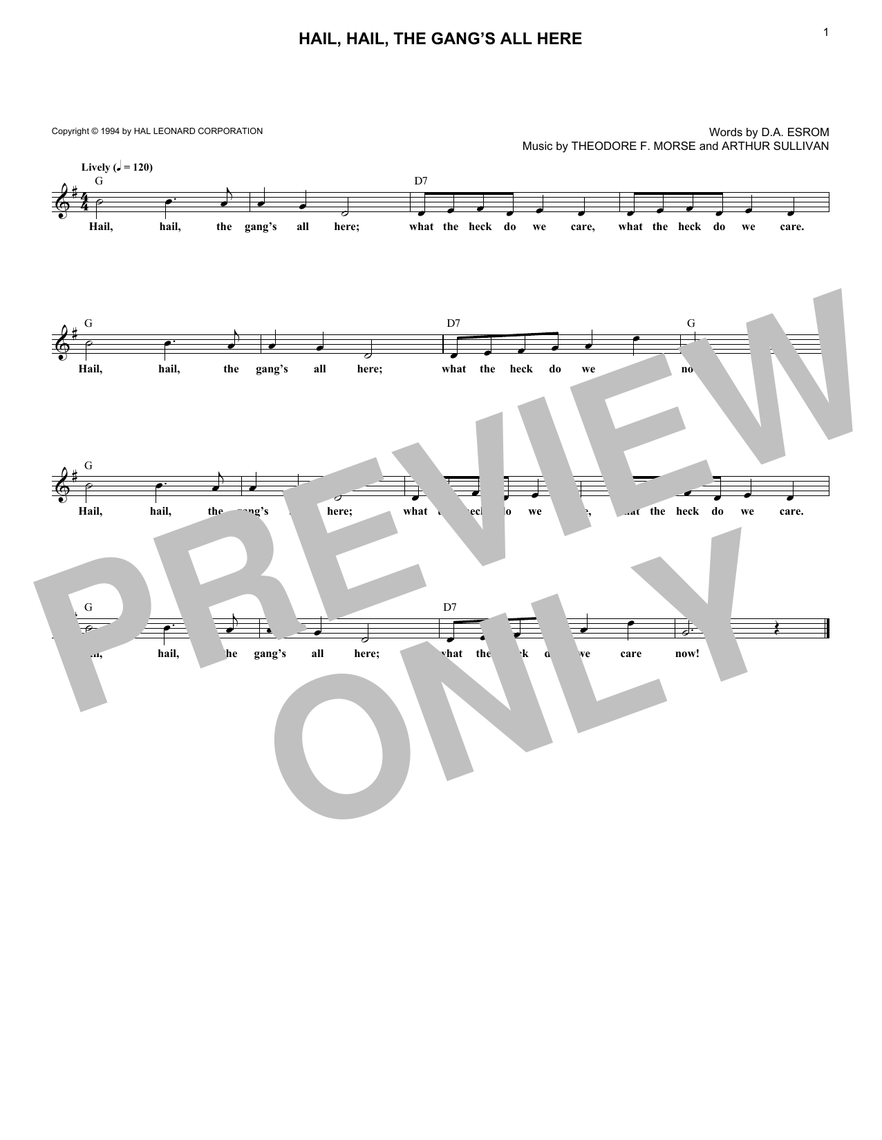 Hail, Hail, The Gang's All Here - sheet music by Arthur Sullivan - smd ...