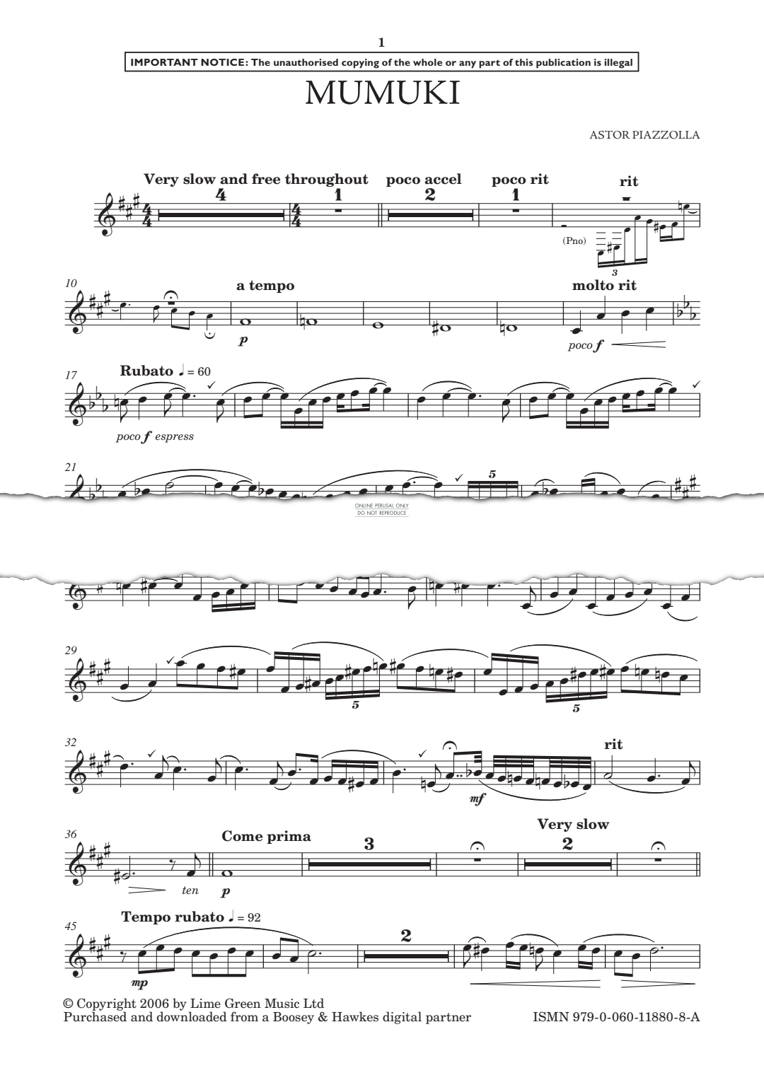 Mumuki (Astor Piazzolla) | Noten: Klarinette, Klavier | PDF Download