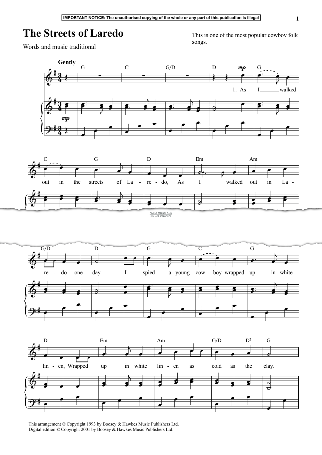 The Streets Of Laredo (Traditional) | Sheet Music: Piano, Voice | PDF ...