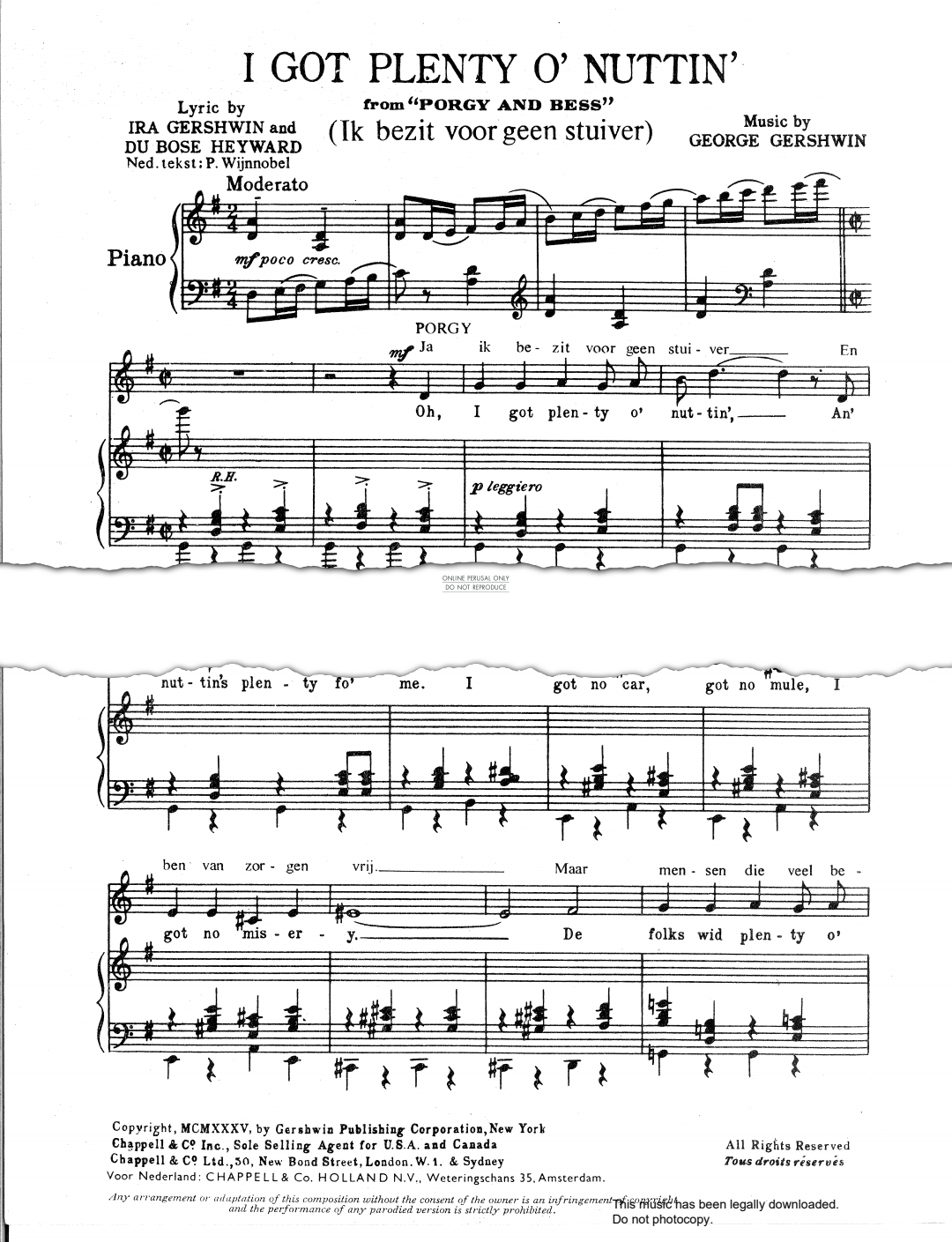 I Got Plenty O' Nuttin' (from PORGY AND BESS®) - Noten von George ...