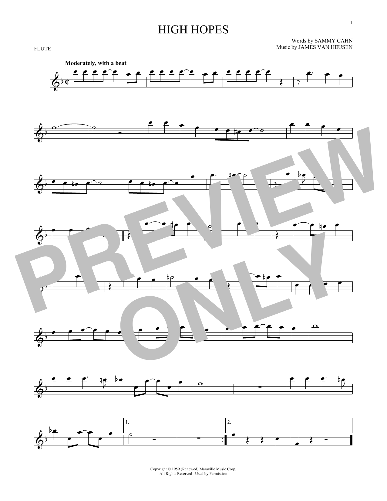 High Hopes (Sammy Cahn) | Sheet Music: Flute Solo | PDF Download