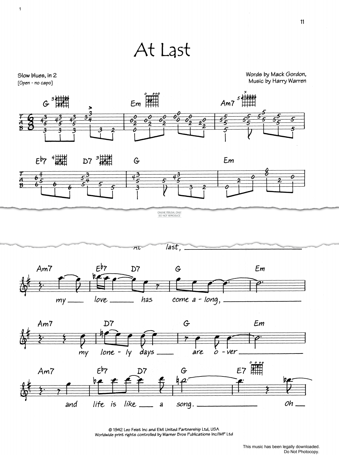 At Last - sheet music by Eva Cassidy - fbd-2636 | notendownload