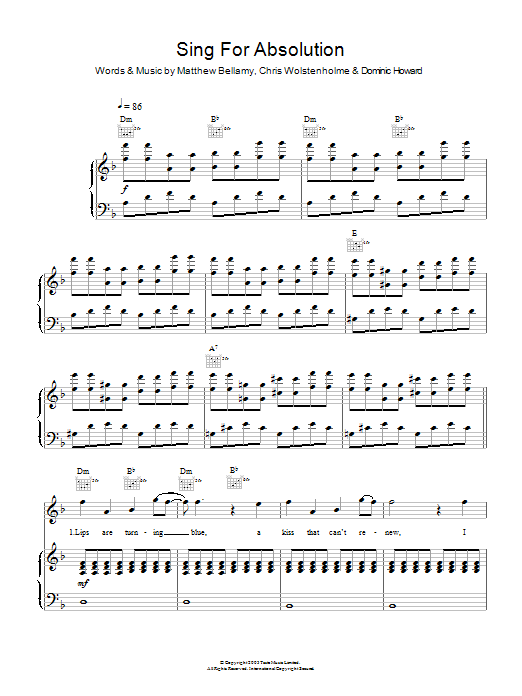 Sing For Absolution - sheet music by Muse - smd-111963 | notendownload