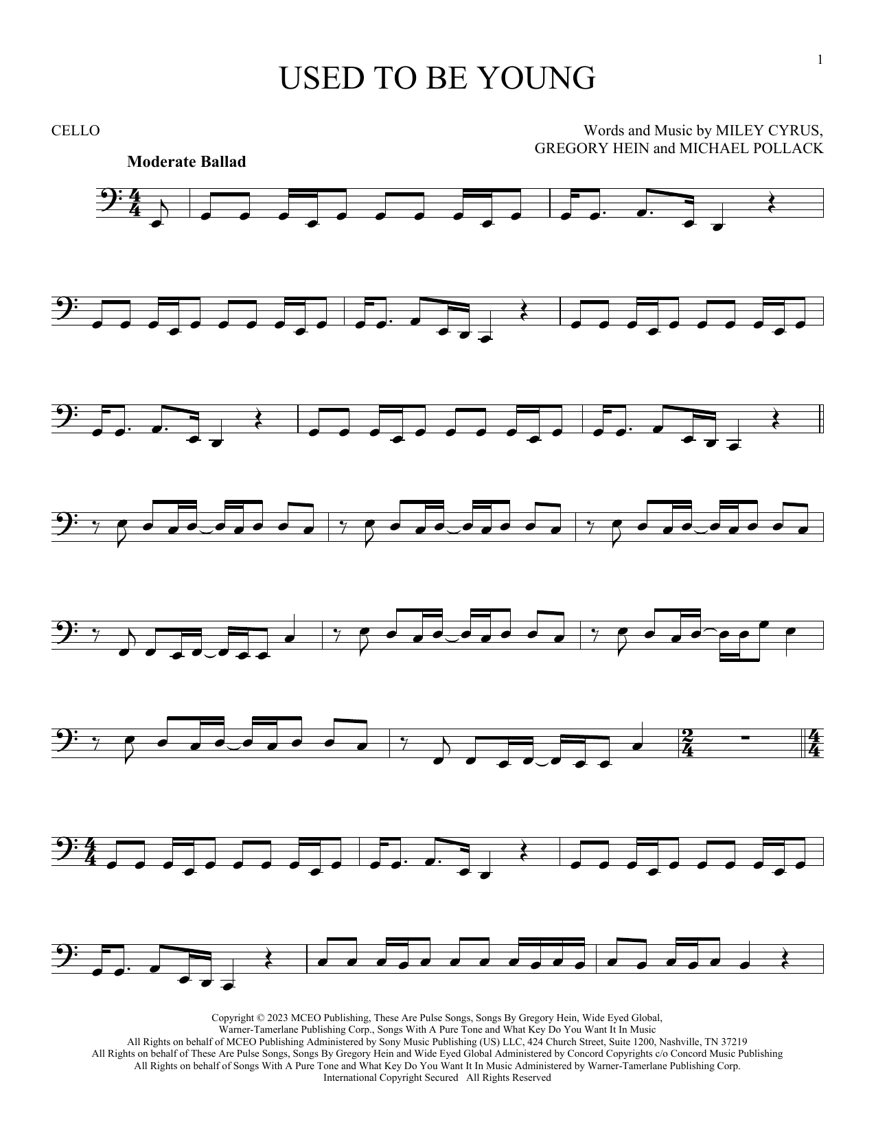 Used To Be Young - Online Noten von Miley Cyrus - smd-1809950 ...