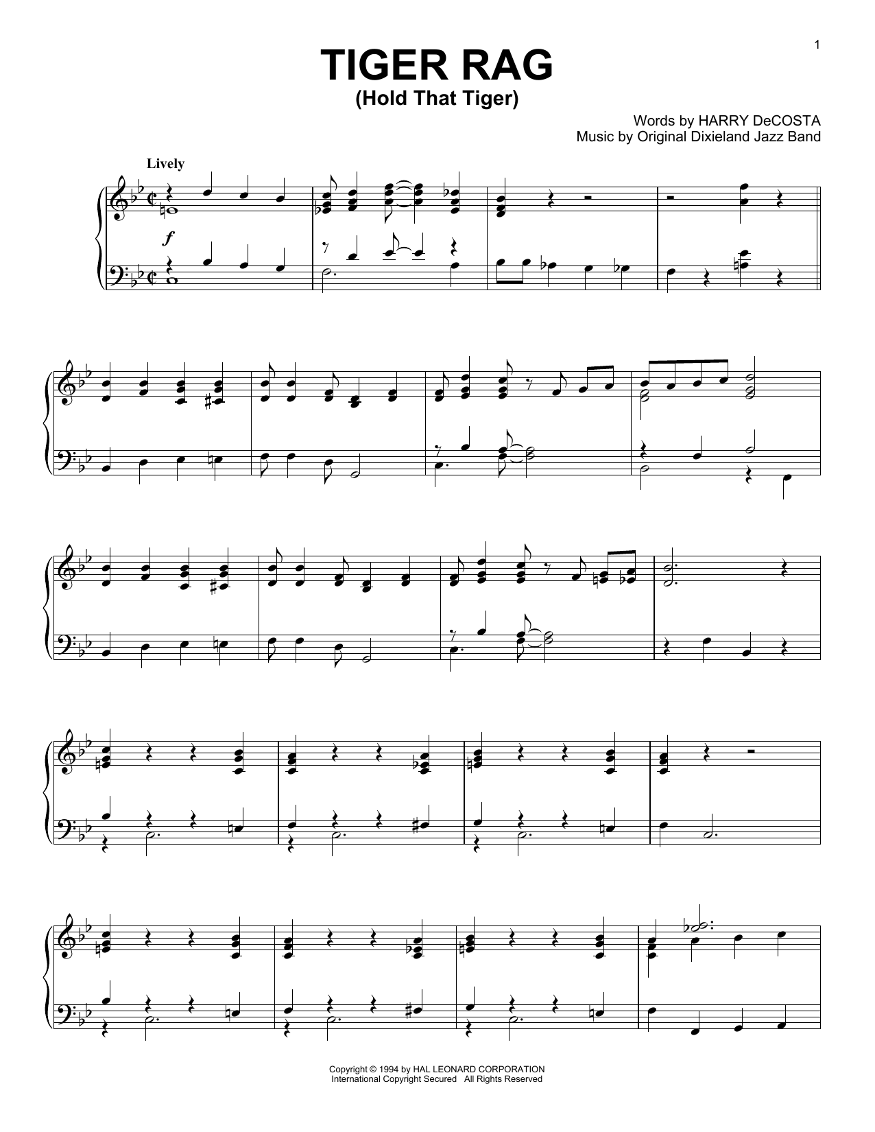Tiger Rag (Hold That Tiger) - sheet music by - smd-1412805 | notendownload
