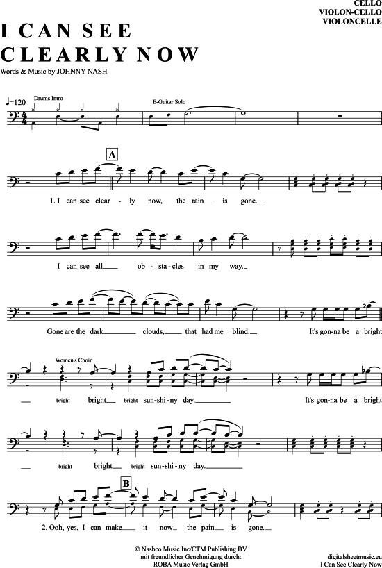 I Can See Clearly Now - sheet music by Jimmy Cliff - 7131200 ...