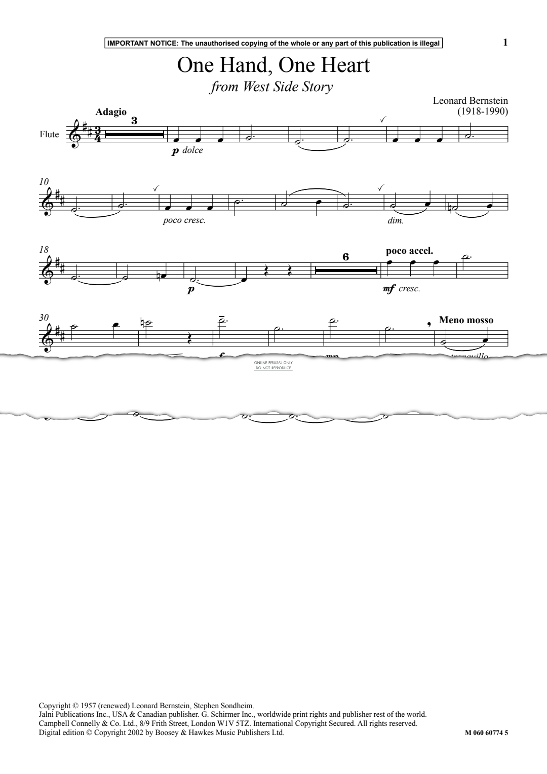 One Hand, One Heart from 'West Side Story' - Noten von Leonard ...