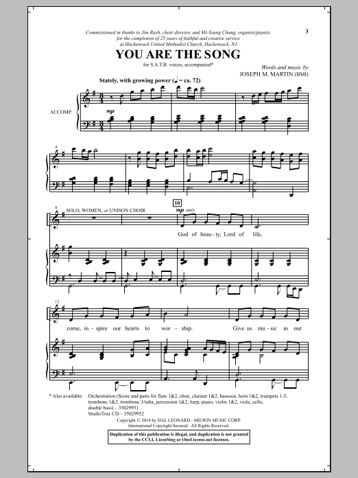 You Are The Song (Joseph M. Martin) | Sheet Music: SATB Choir | PDF ...