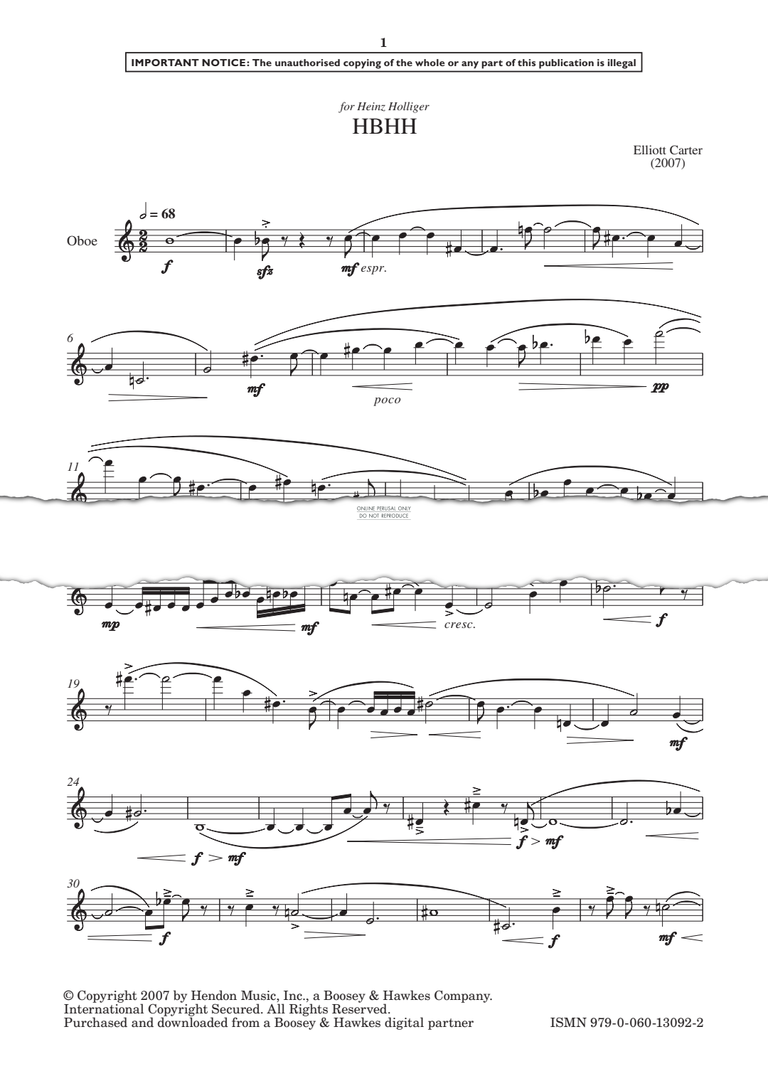 HBHH - Noten von Elliott Carter - fbd-27179 | notendownload