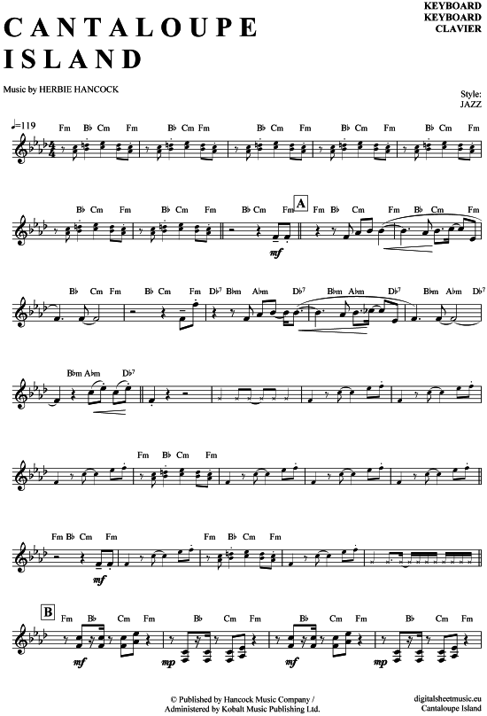 Cantaloupe Island - sheet music by Herbie Hancock - 7060313 | notendownload