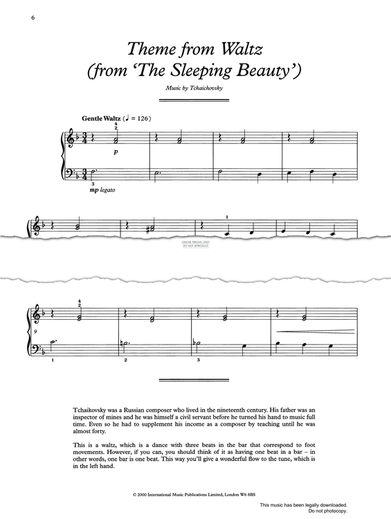 The Sleeping Beauty Waltz (Pyotr Ilyich Tchaikovsky) | Noten: Piano ...