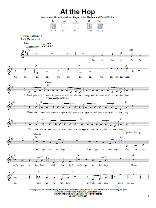 At The Hop - sheet music by Danny & The Juniors - smd-20931 | notendownload