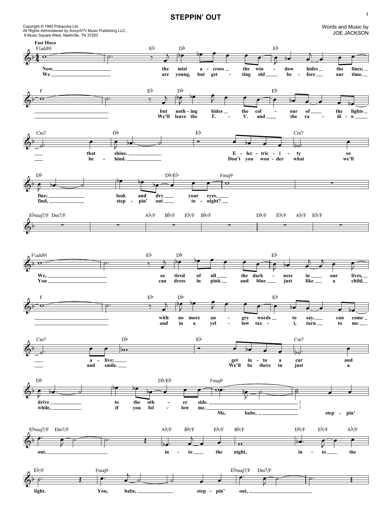 Steppin' Out - sheet music by Joe Jackson - smd-183785 | notendownload