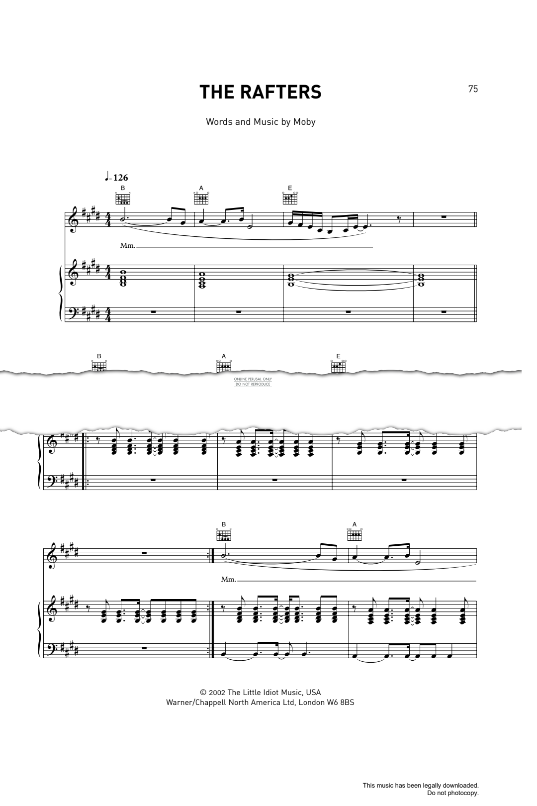 The Rafters (Moby) | Sheet Music: Guitar, Piano, Voice | PDF Download