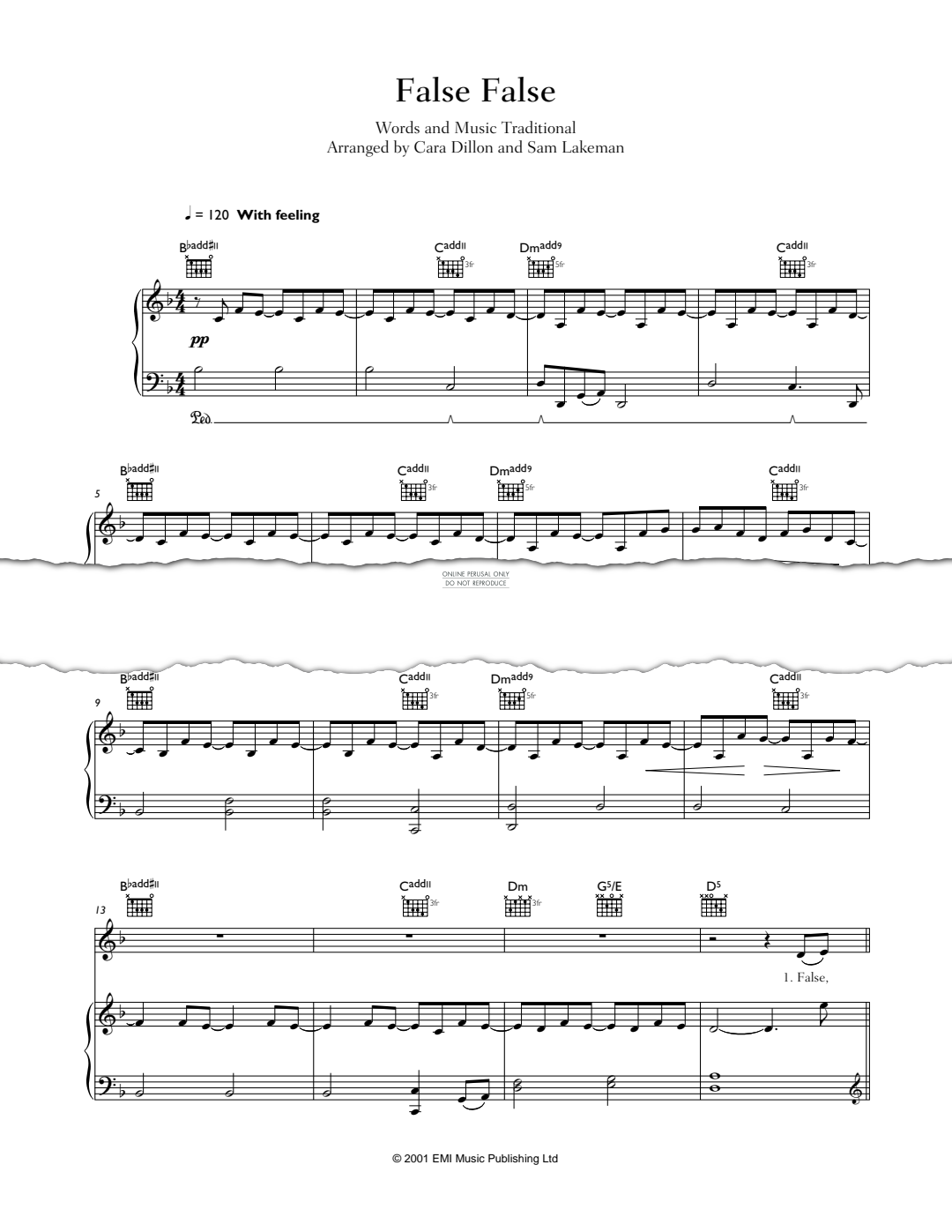 False False (Cara Dillon) | Sheet Music: Guitar, Piano, Voice | PDF ...