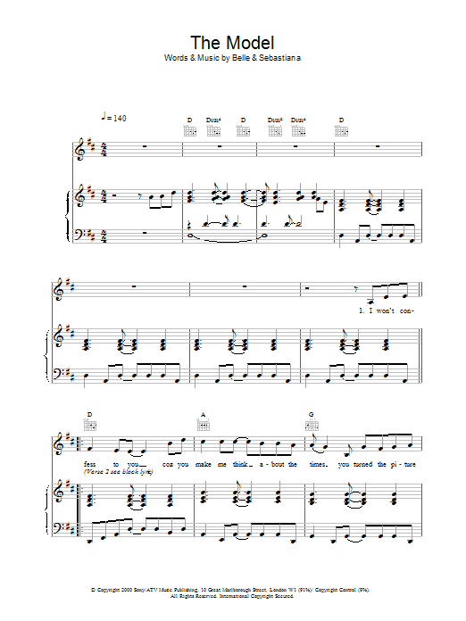 The Model - sheet music by Belle And Sebastian - smd-17207 | notendownload