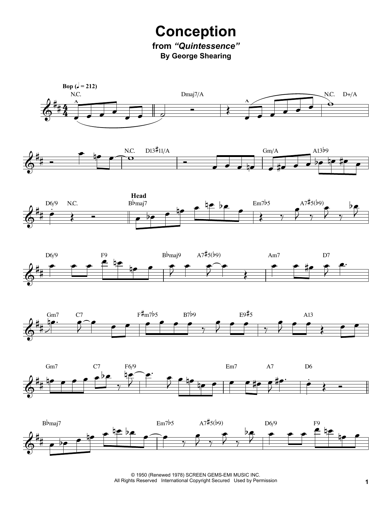 Conception (Stan Getz) | Sheet Music: Tenor Sax Transcription | PDF ...