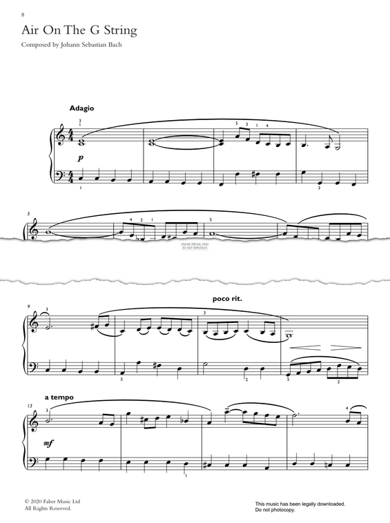 Air On The G String (Johann Sebastian Bach) | Sheet Music: Piano | PDF ...