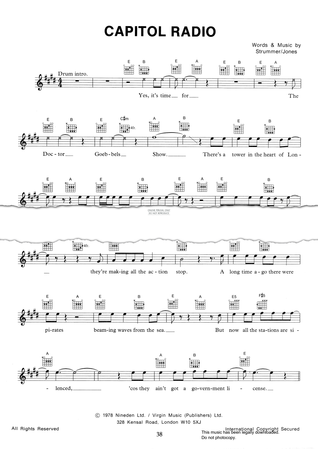 Capitol Radio - sheet music by The Clash - fbd-38055 | notendownload