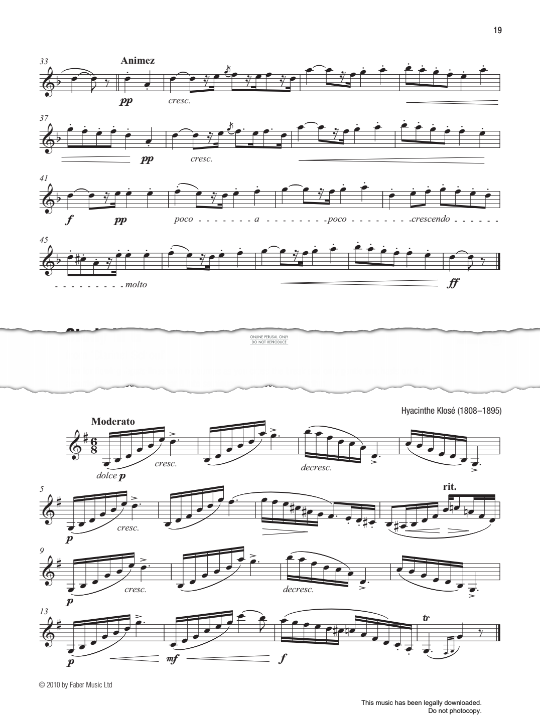 Study in G (from 'Clarinet School') - sheet music by Hyacinthe Klose ...