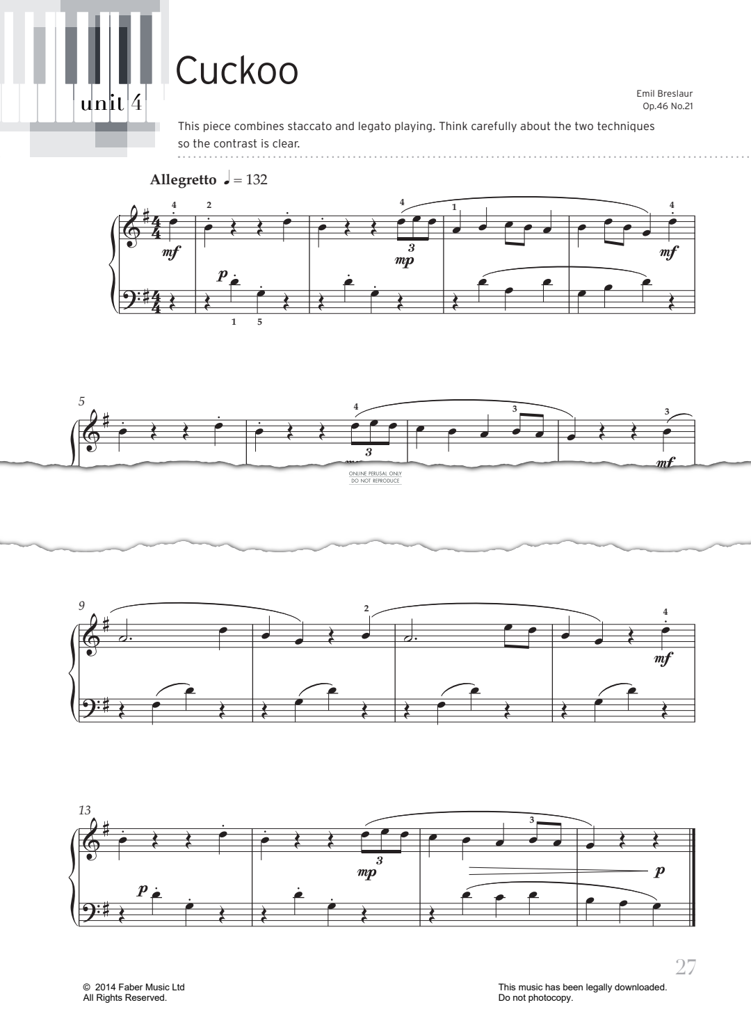 Cuckoo (Op.46, No.21) - sheet music by Emil Breslaur - fbd-45343 ...