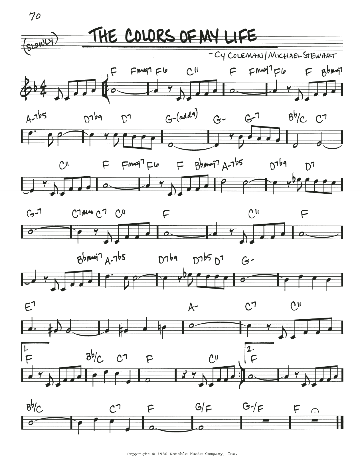 The Colors Of My Life (Michael Stewart) | Sheet Music: Real Book ...