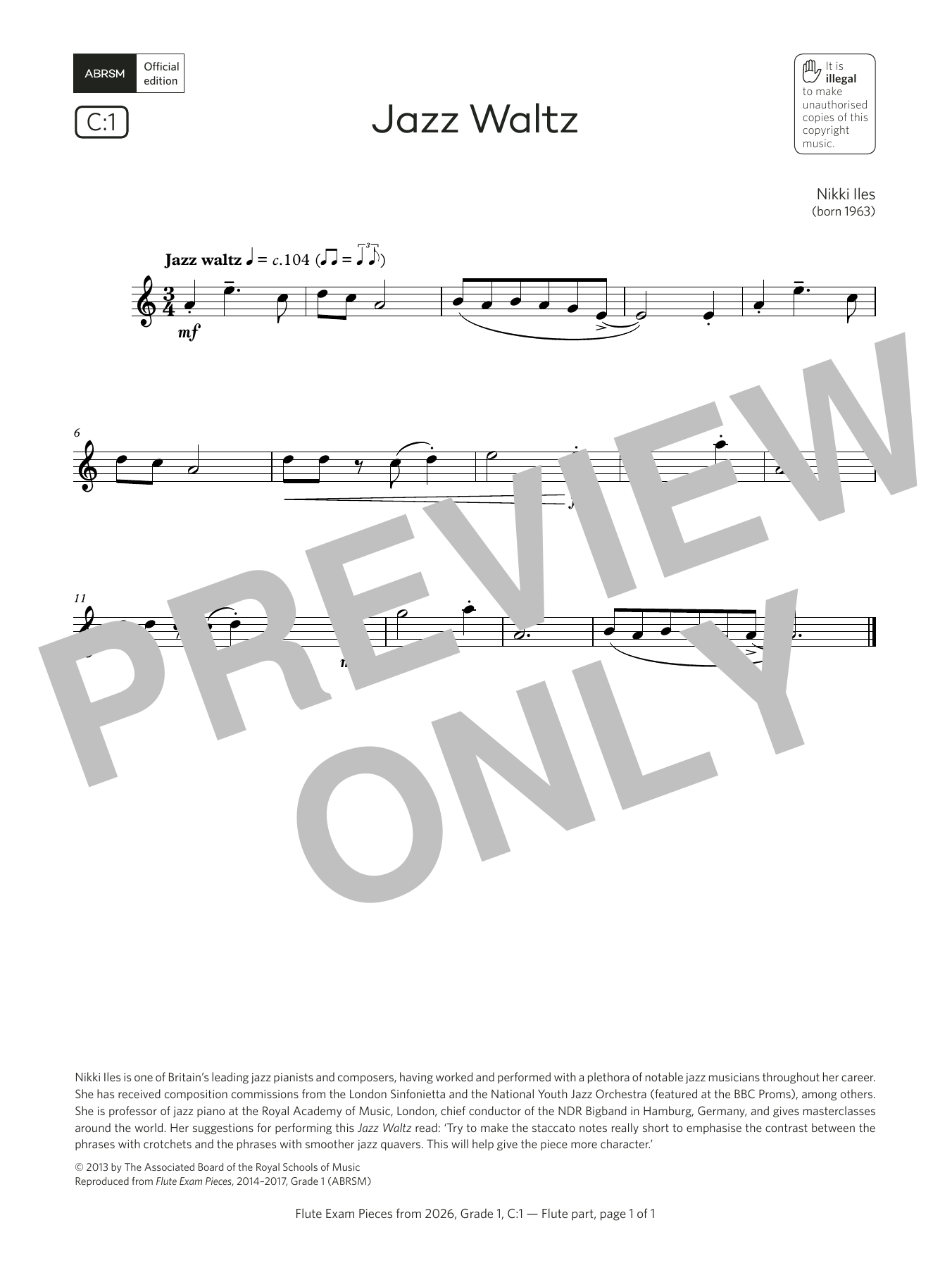 Jazz Waltz (Grade 1, list C1, from the ABRSM Flute Syllabus from 2026 ...