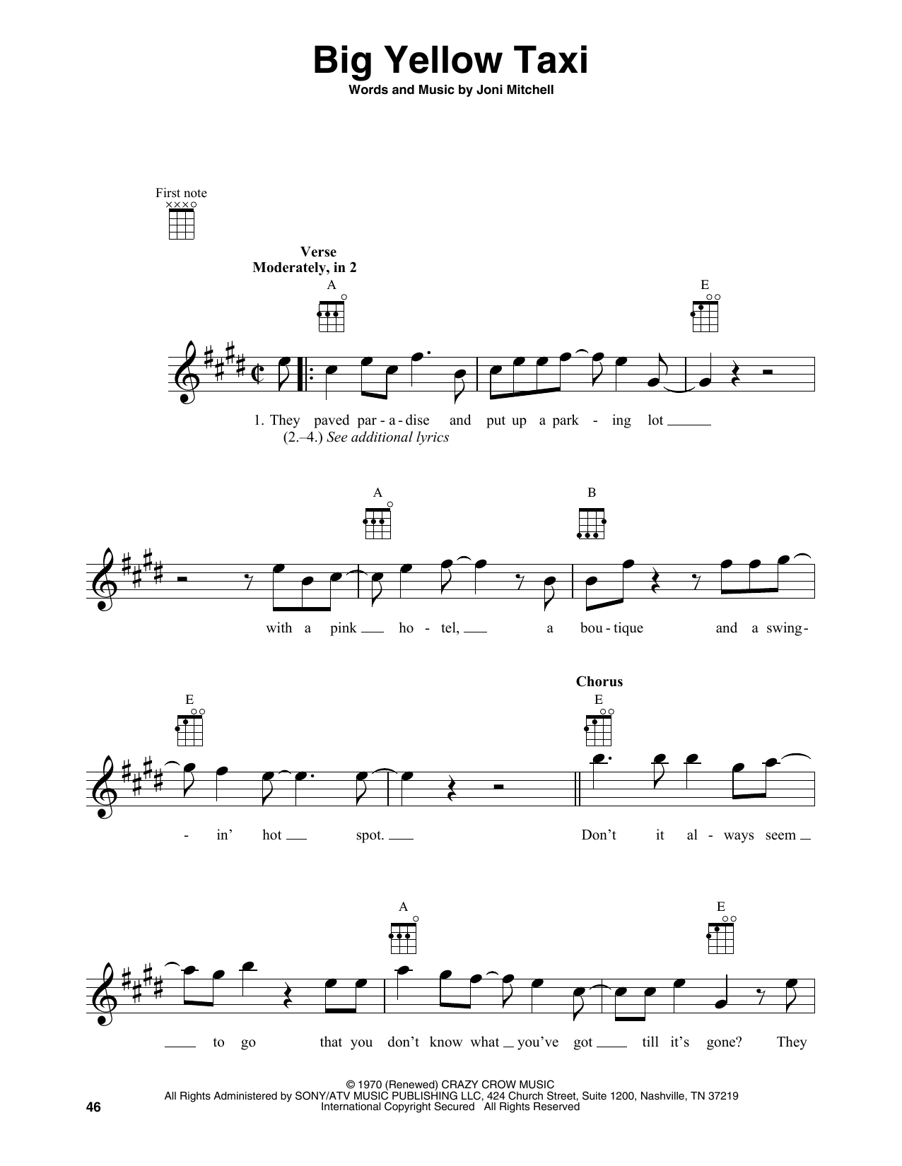 Big Yellow Taxi - sheet music by Joni Mitchell - smd-586310 | notendownload