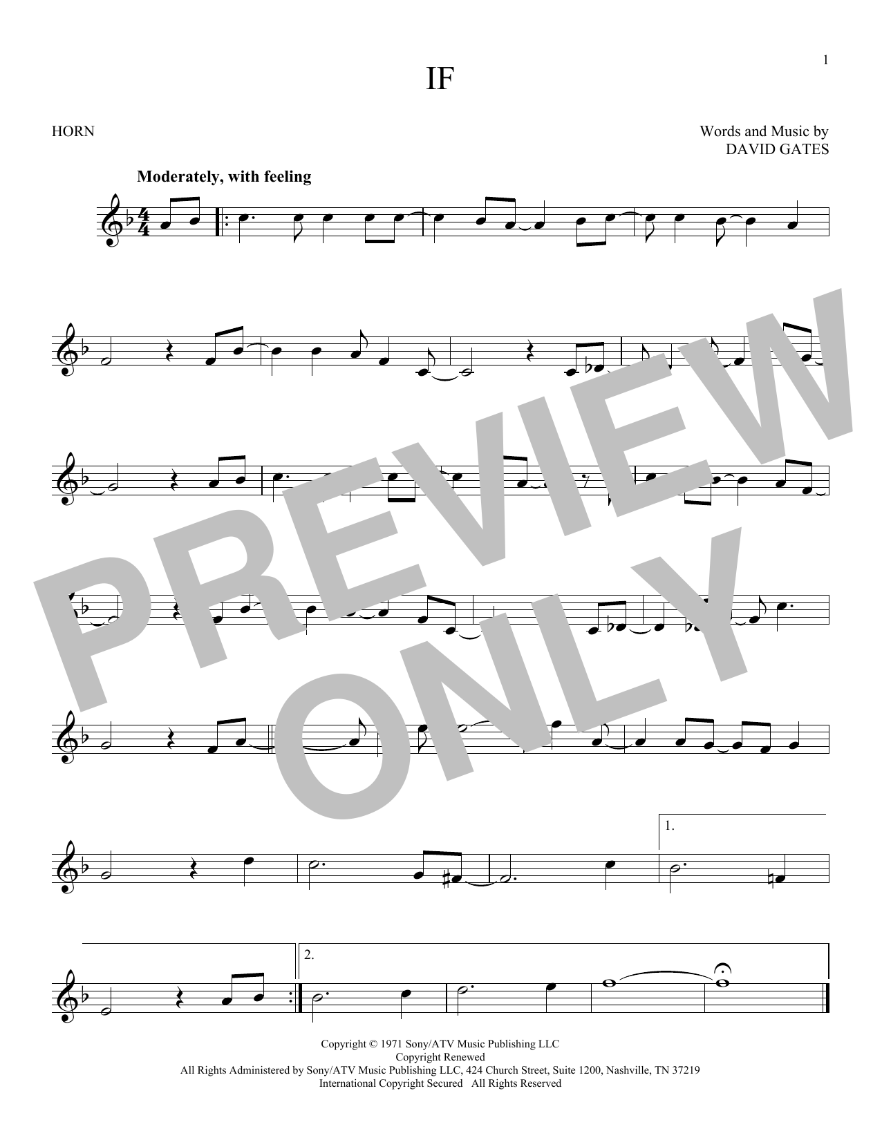 If (Bread) | Sheet Music: French Horn Solo | PDF Download