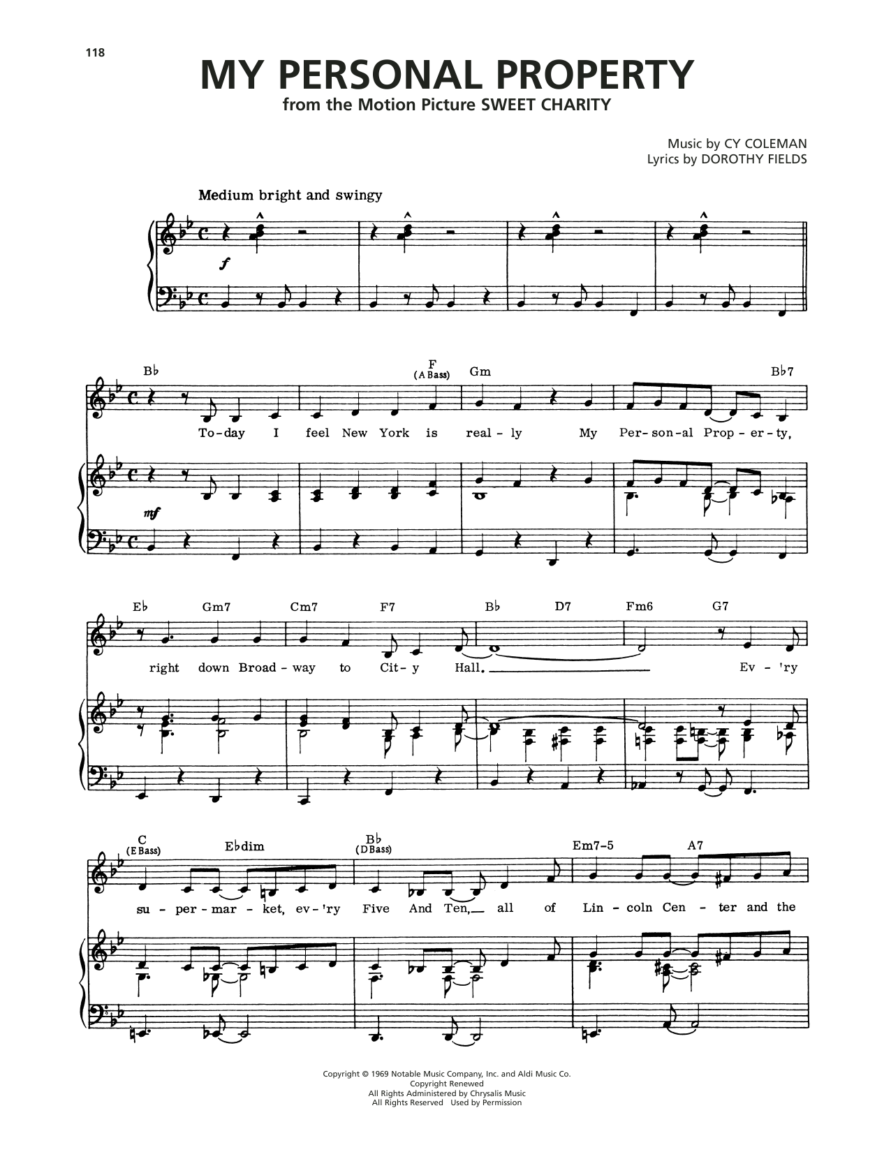 My Personal Property (from Sweet Charity) (Cy Coleman) | Sheet Music ...