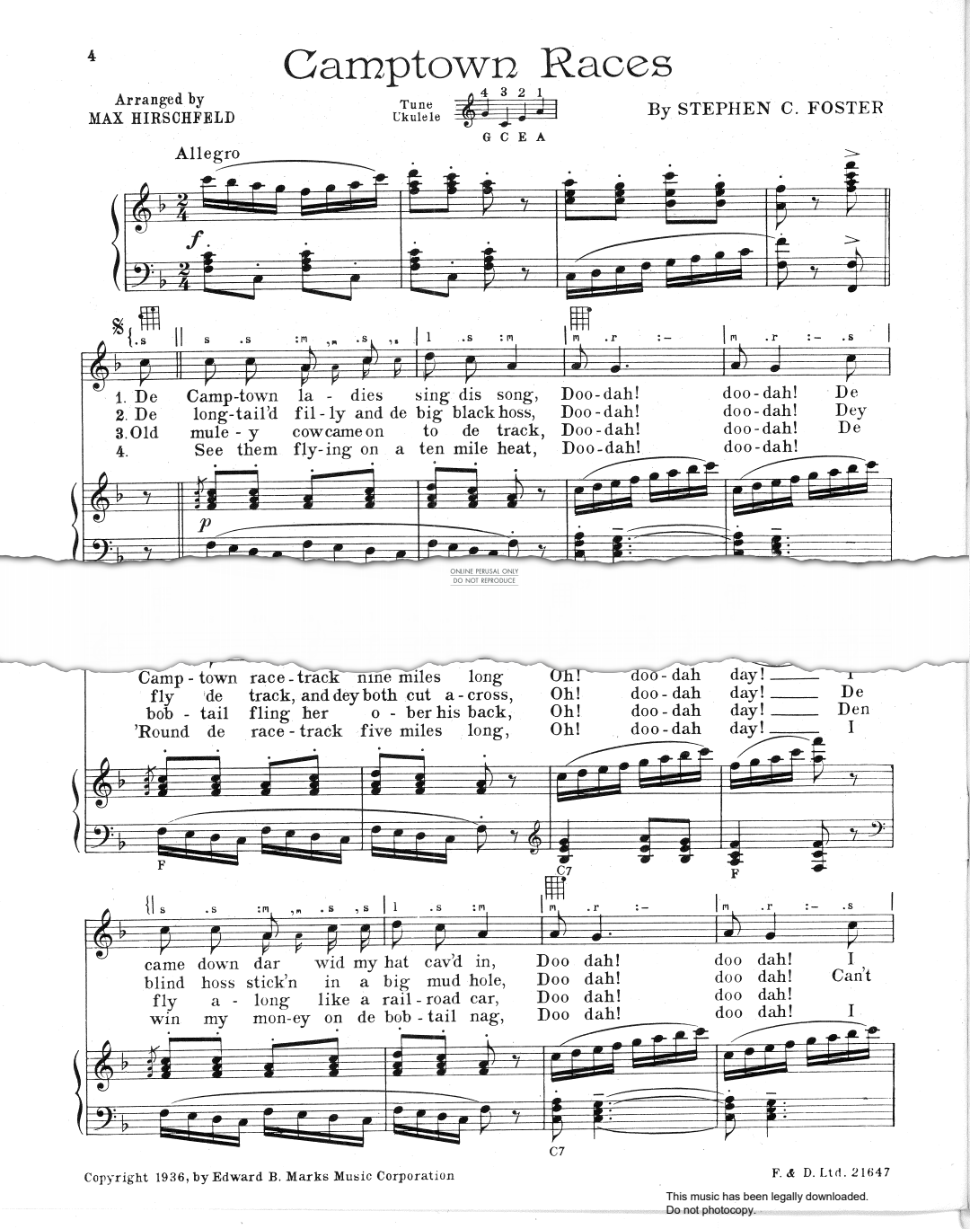 Camptown Races - sheet music by Stephen Foster - fbd-47159 | notendownload