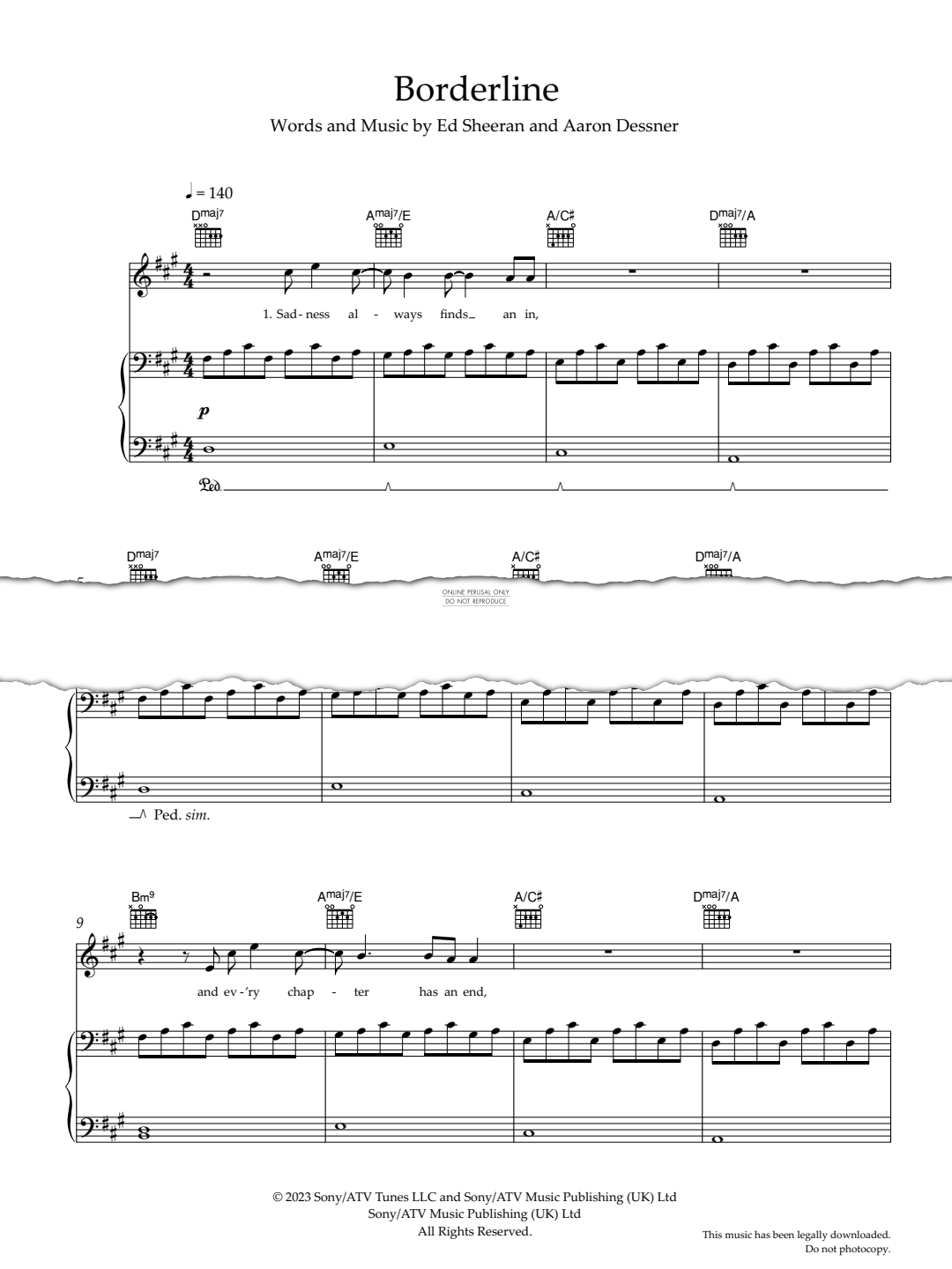 Borderline - sheet music by Ed Sheeran - fbd-48264 | notendownload